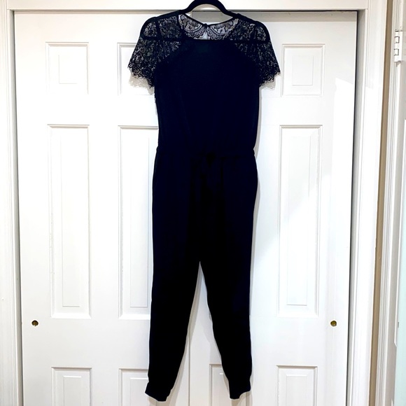 LOFT | Pants & Jumpsuits | Black Lace Loft Jumpsuit | Poshmark